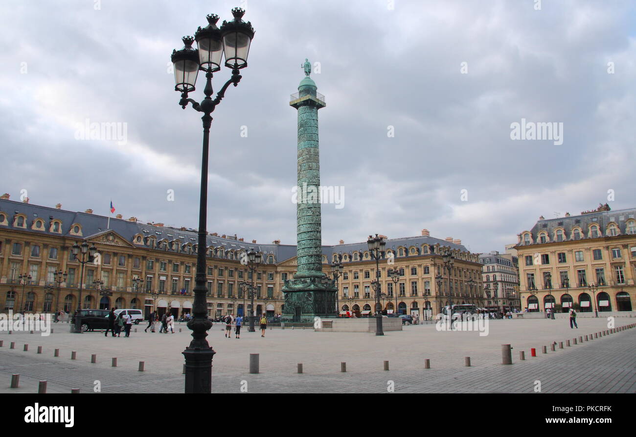 Famous Vendome Place in Paris by overcast Stock Photo - Alamy