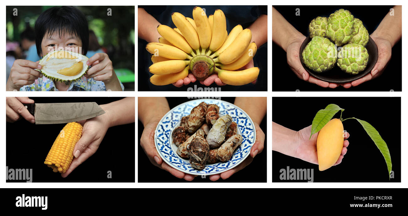 Thailand popular fruit as served durian,ripe banana ,ripe custard ...