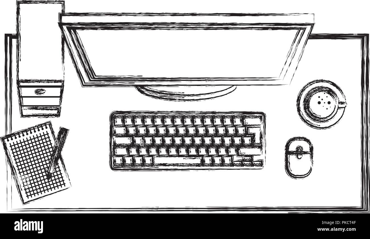 desktop in the office aerial view Stock Vector Image & Art - Alamy