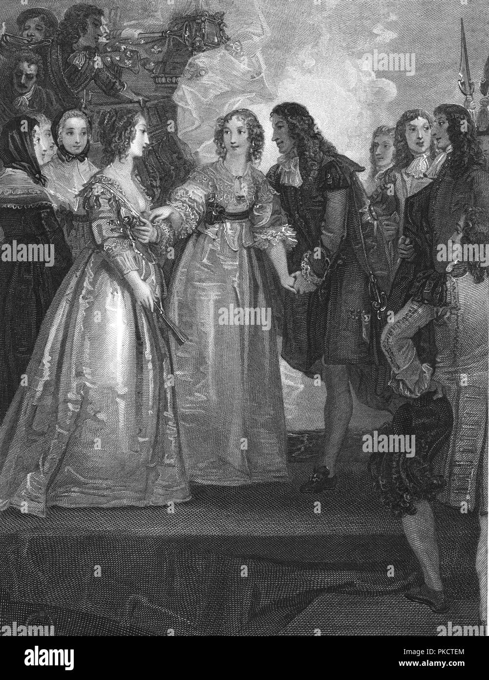 Charles II receiving the Duchess of Orleans at Dover, 1670, (1804 ...