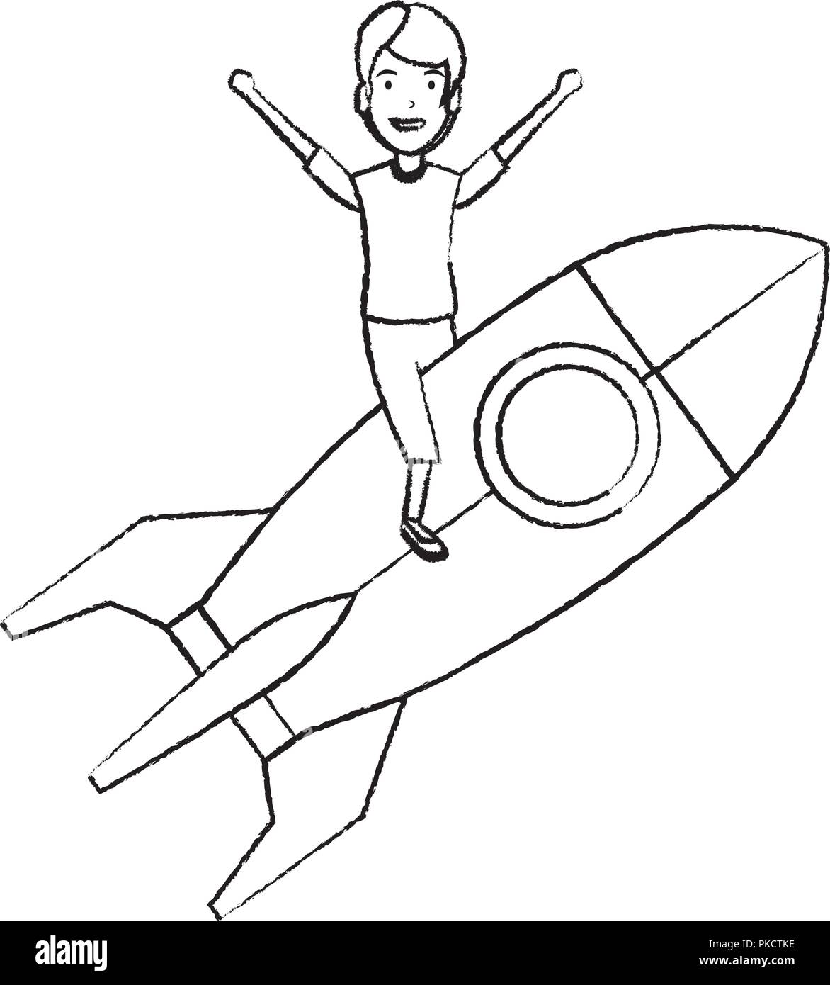 Man start up rocket Black and White Stock Photos & Images - Alamy