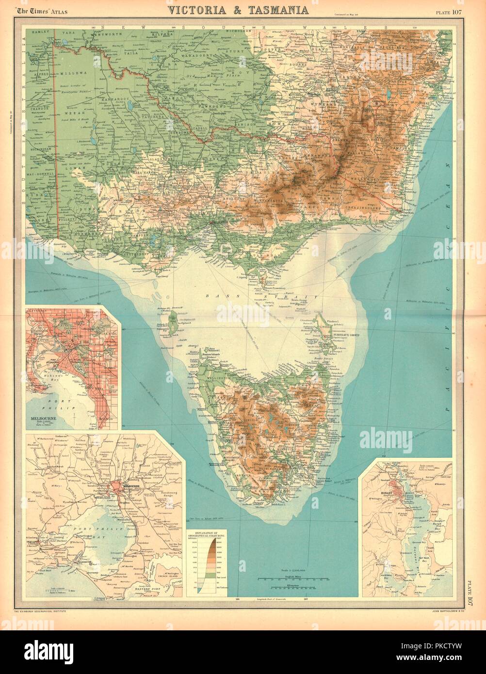 Map of Victoria and Tasmania. Artist: Unknown Stock Photo - Alamy
