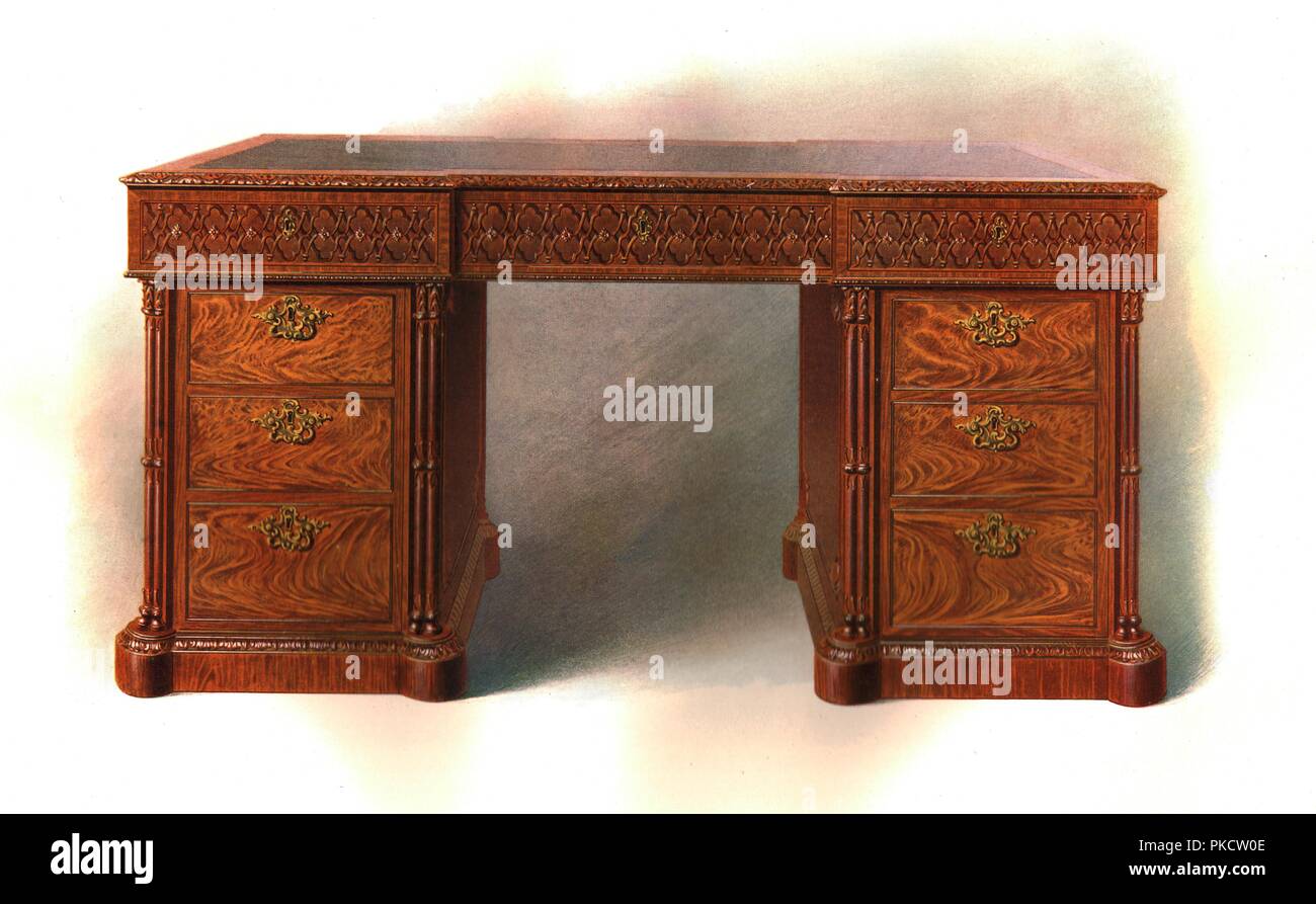 Mahogany writing table, 1906. Artist: Shirley Slocombe Stock Photo - Alamy
