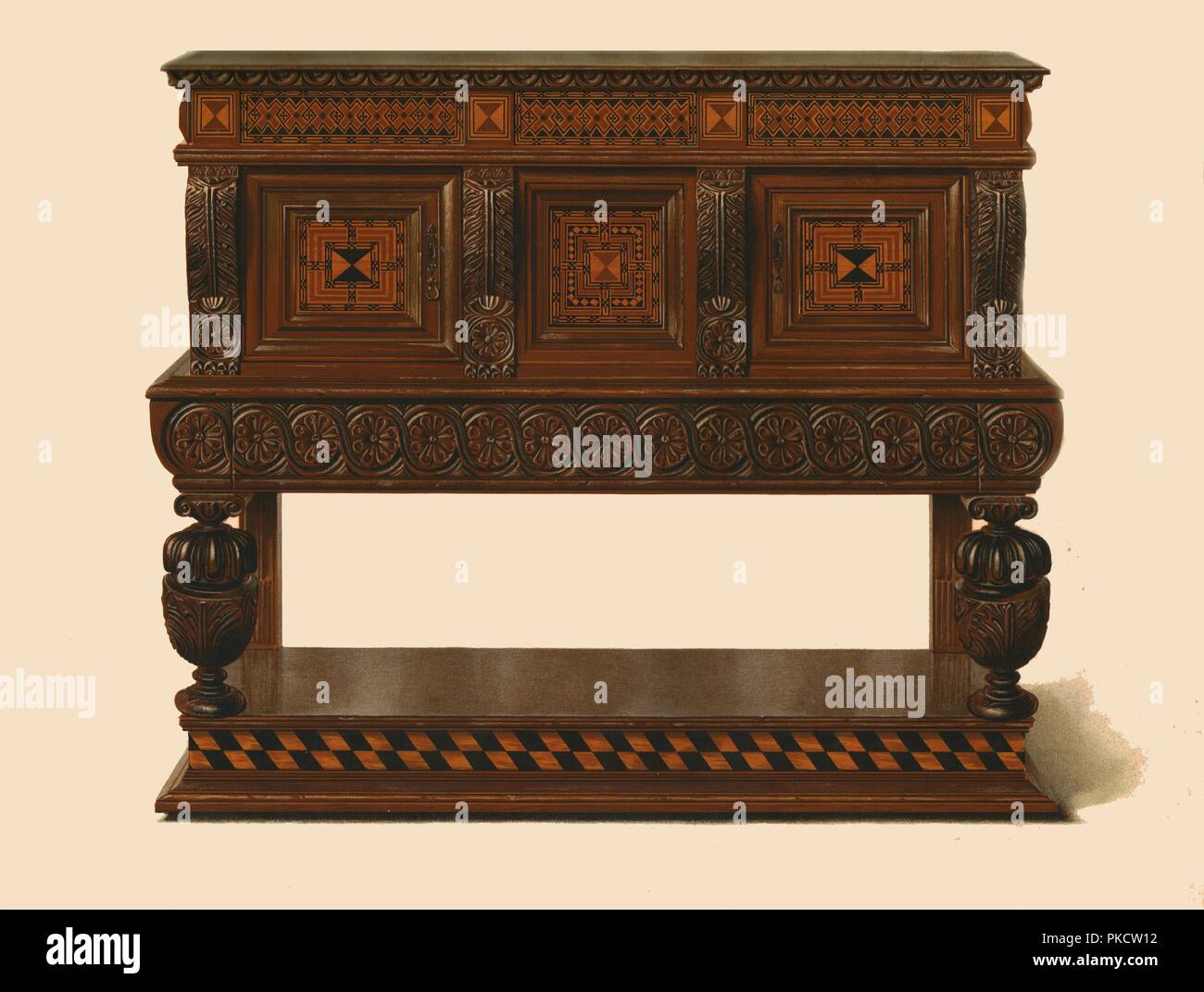 Walnut and oak standing buffet, 1904. Artist: Shirley Slocombe Stock ...