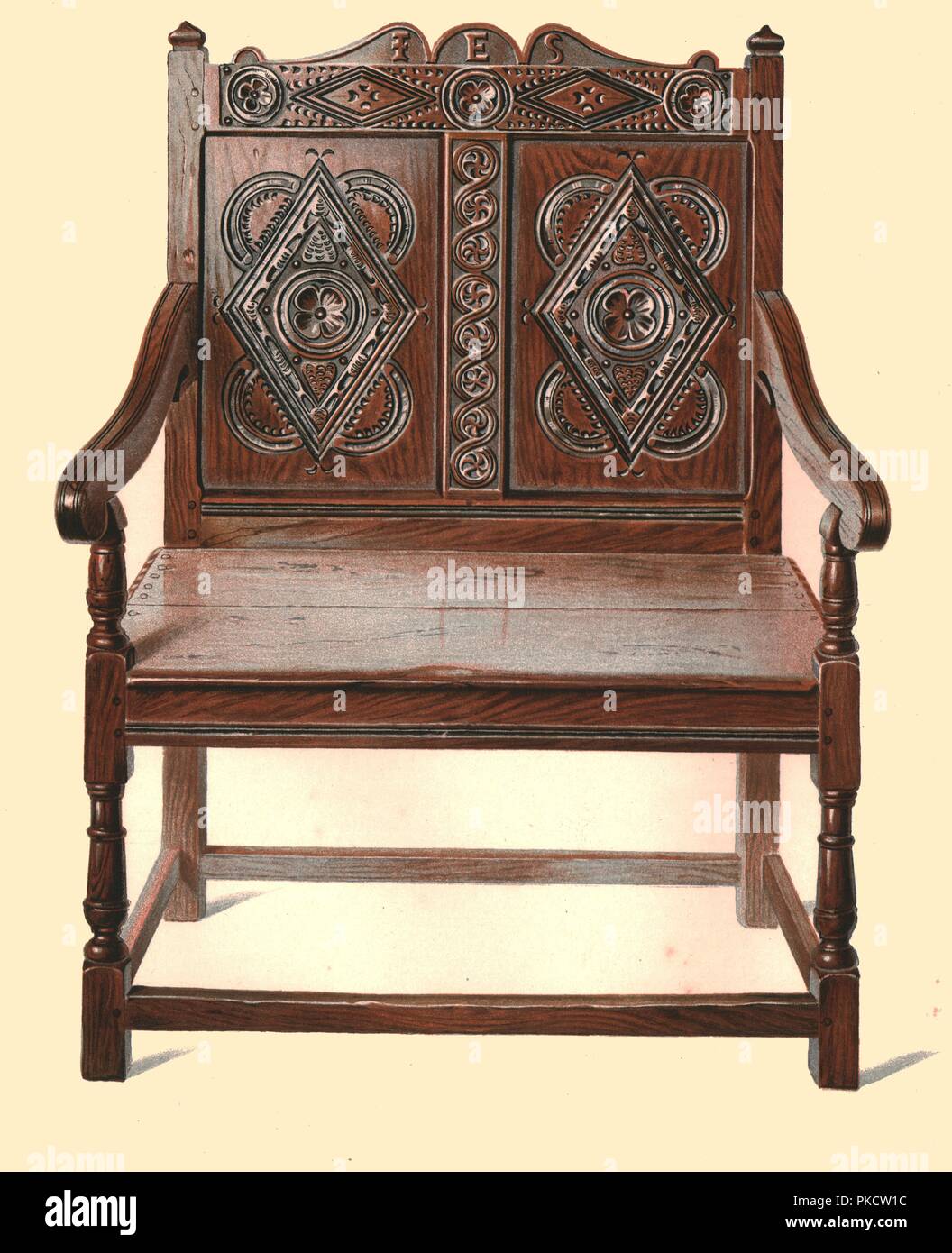 Welsh oak double chair, 1904. Artist: Shirley Slocombe Stock Photo - Alamy