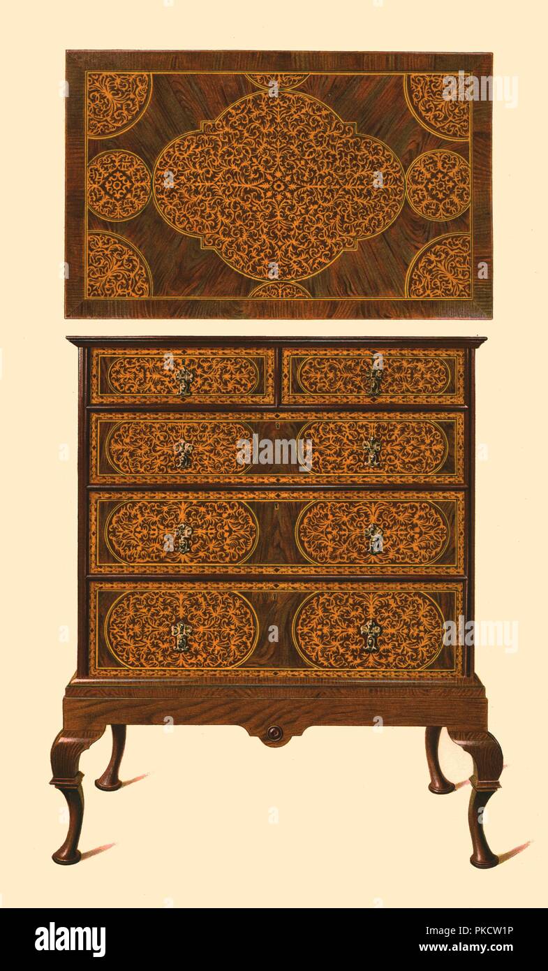 Chest of drawers inlaid with marquetry, 1905. Artist: Shirley Slocombe ...