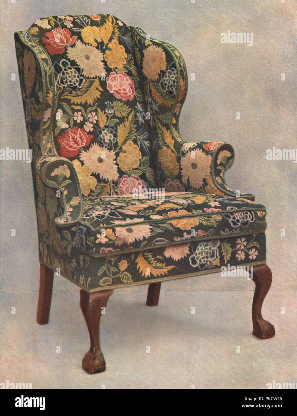 Walnut chair covered with needlework, 1905. Artist: Shirley Slocombe ...