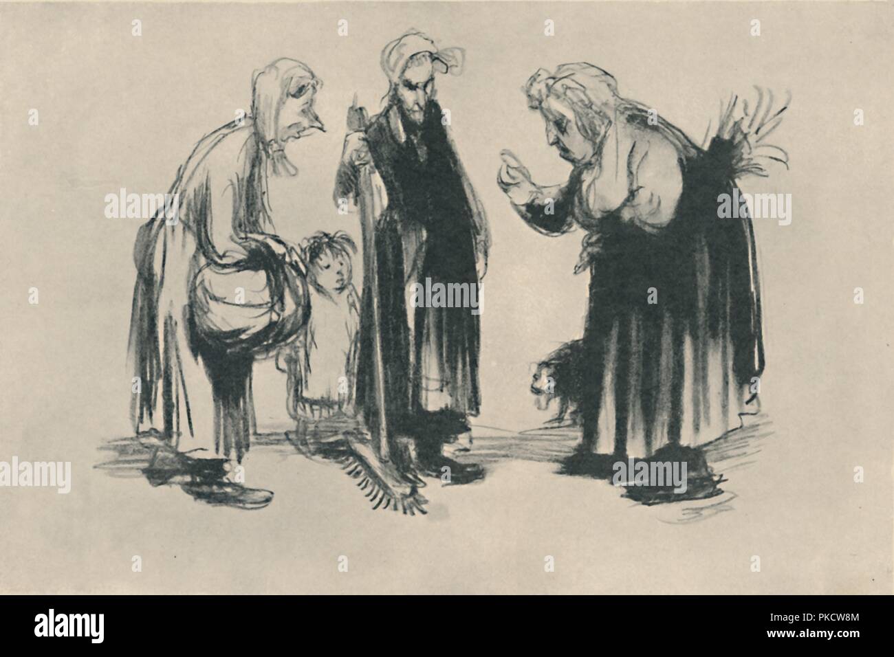 'Le Roman Chez La Portière', 1919. Artist: Jean Veber Stock Photo - Alamy