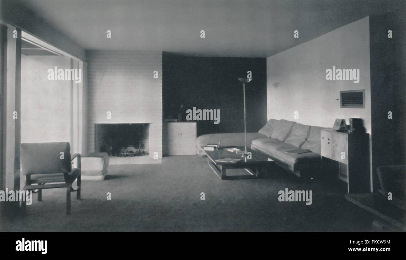 'Fireplace corner by Richard J. Neutra', 1942. Artist: Unknown Stock ...