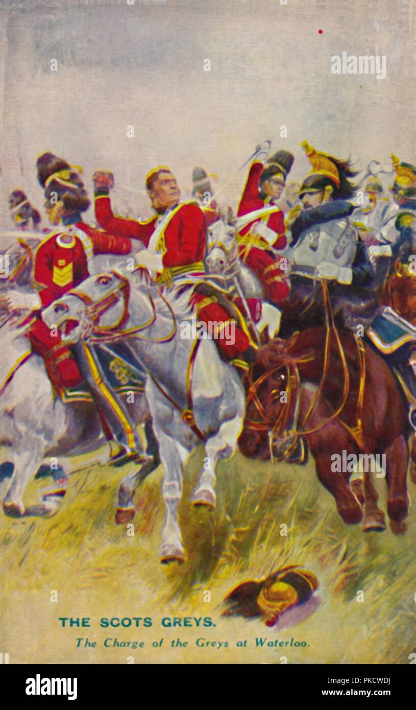 'The Royal Scots Greys. The Charge of the Greys at Waterloo', 1815 ...