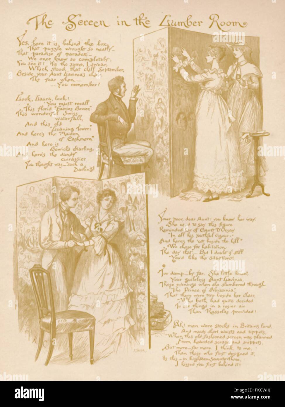 'The Screen in the Lumber Room', 1886. Artist: Randolph Caldecott Stock ...