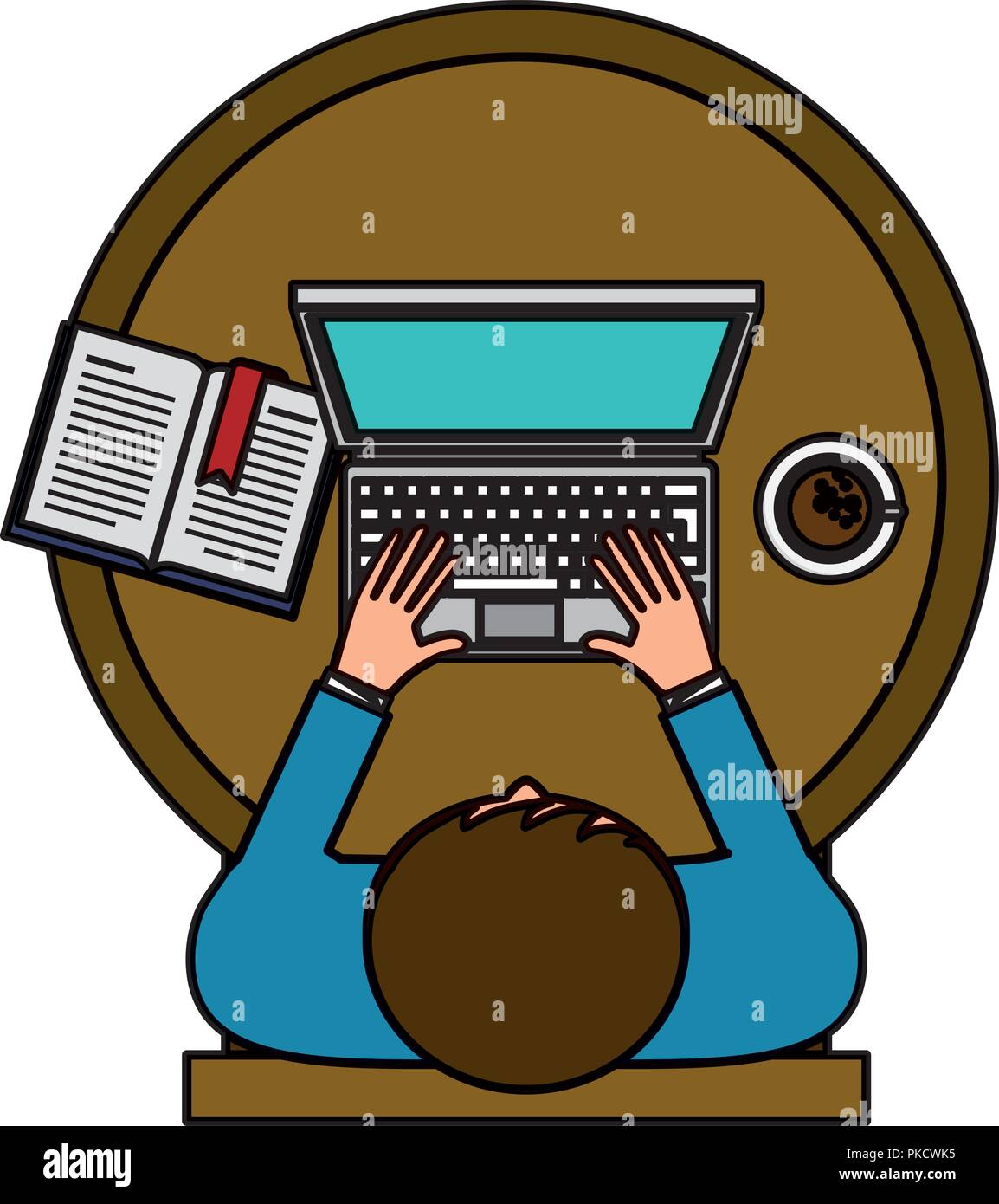 businessman working with laptop aerial view Stock Vector Image & Art ...