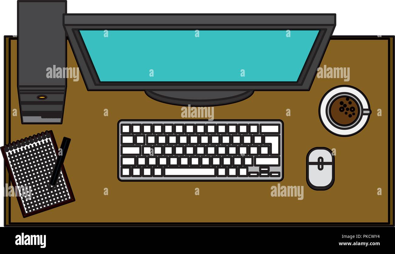 desktop in the office aerial view Stock Vector Image & Art - Alamy