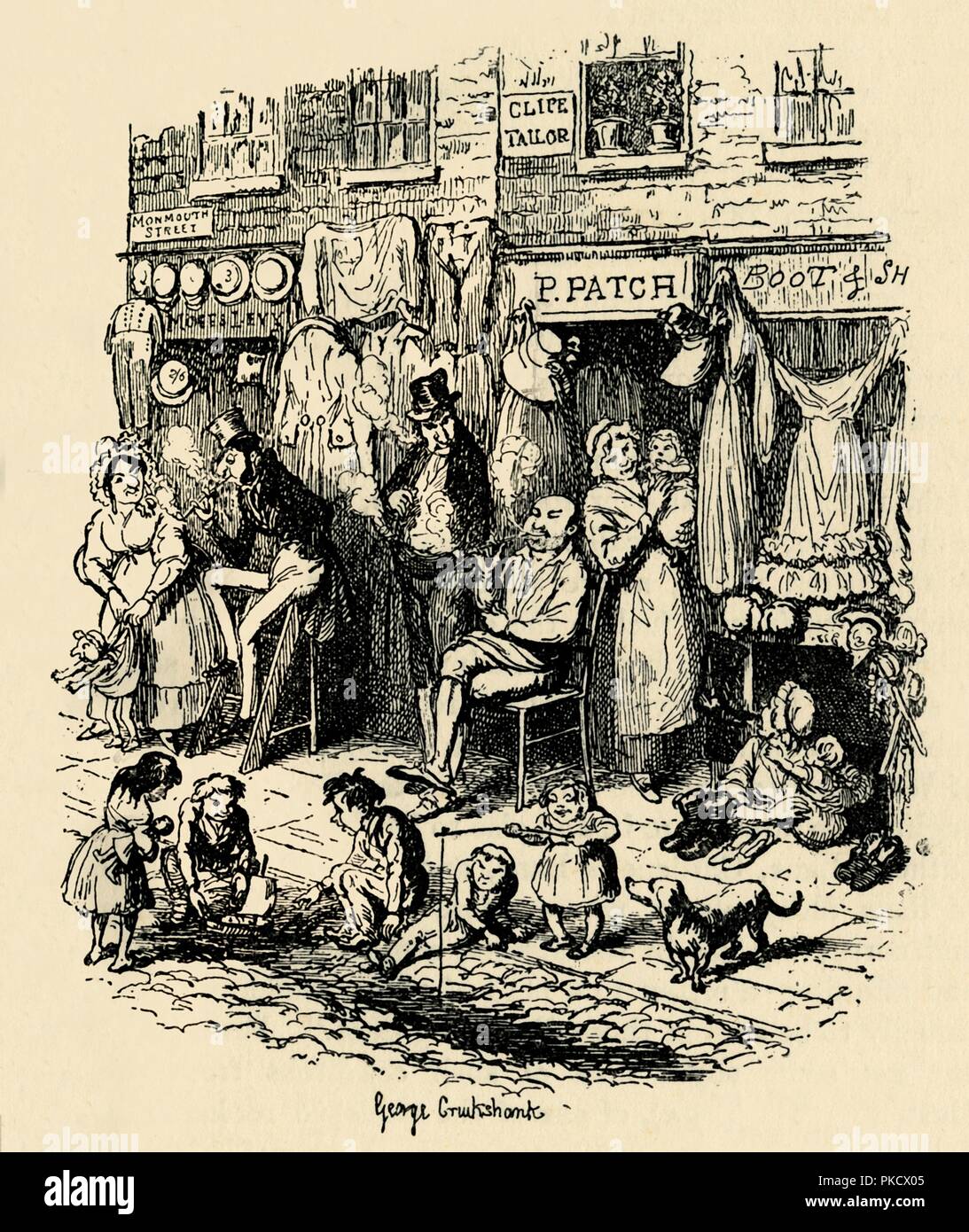 'Monmouth Street, Soho, an illustration by G. Cruikshank for Dickens ...