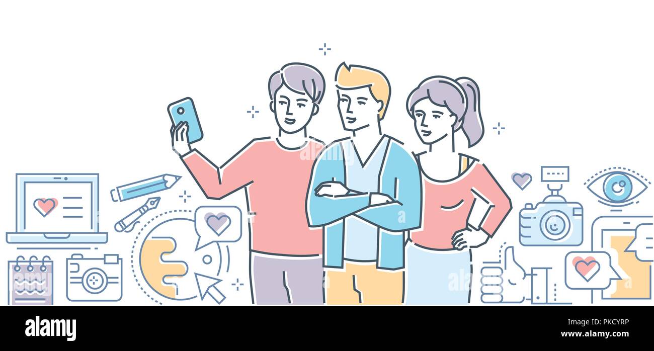 Friendship - modern colorful line design style illustration Stock ...