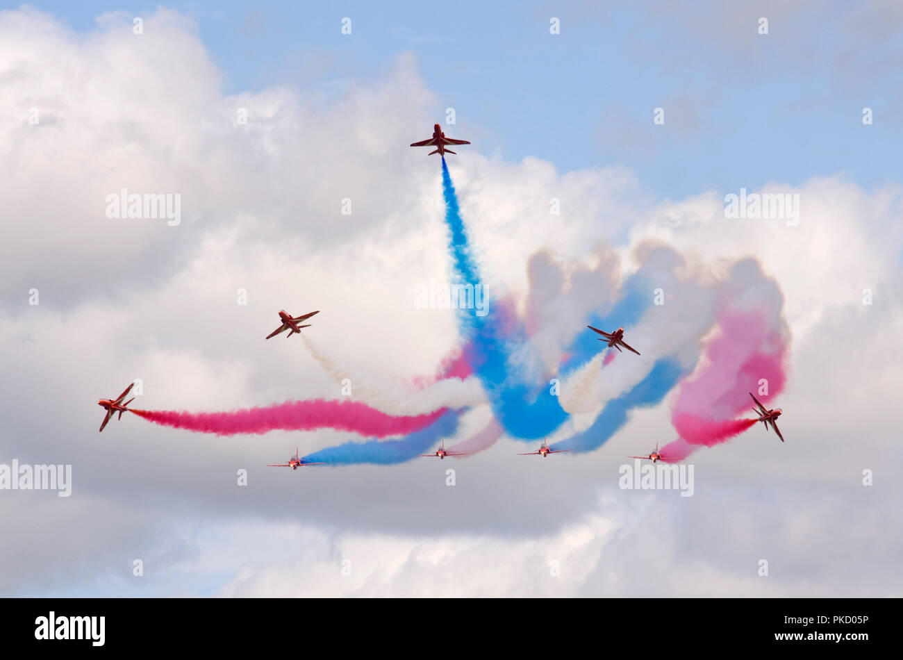 Royal Air Force Red Arrows aerobatic display team made up of British ...