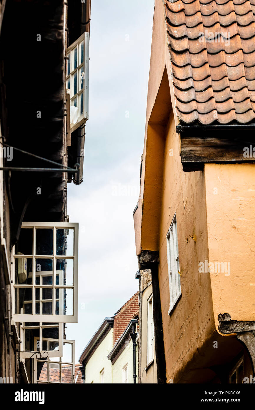 YORK, United Kingdom - August 28 2018: The Shambles, York's most famous ...