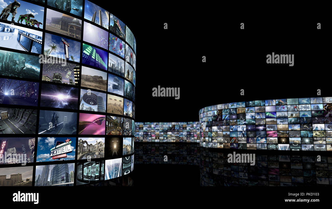 3d rendering. Unrolling cinema video wall Stock Photo - Alamy