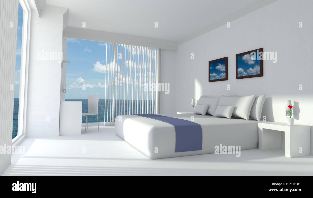 Modern luxury hotel room 3D rendering Stock Photo - Alamy