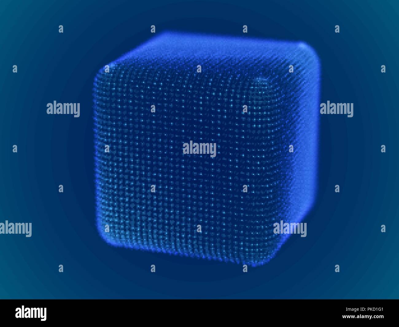 Cyber space concept: 3d digital cube consisting of glowing particles ...