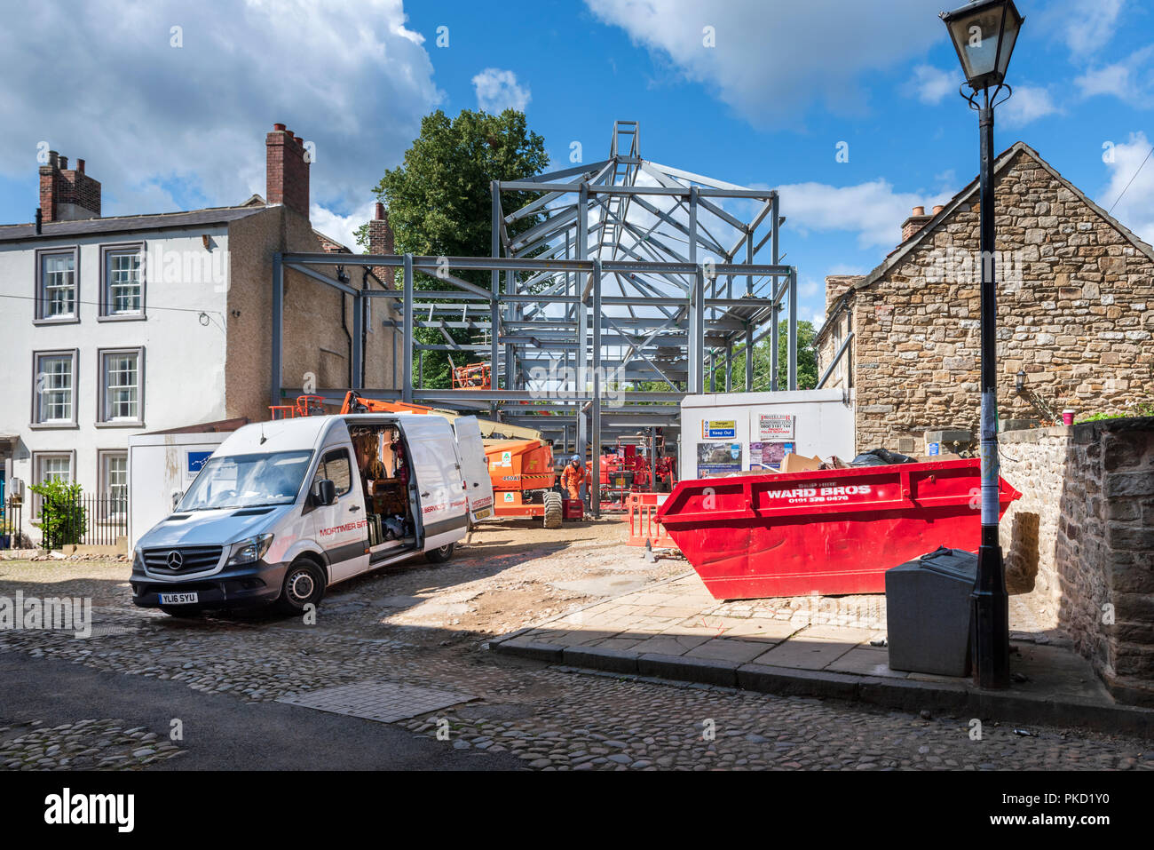 Girder building frame on a construction site in Durham England Stock ...