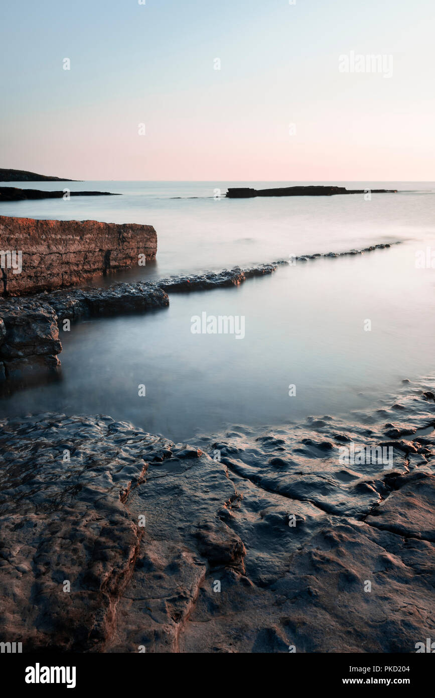 Dawn at Howick Scar on the Northumberland coast near Craster and ...
