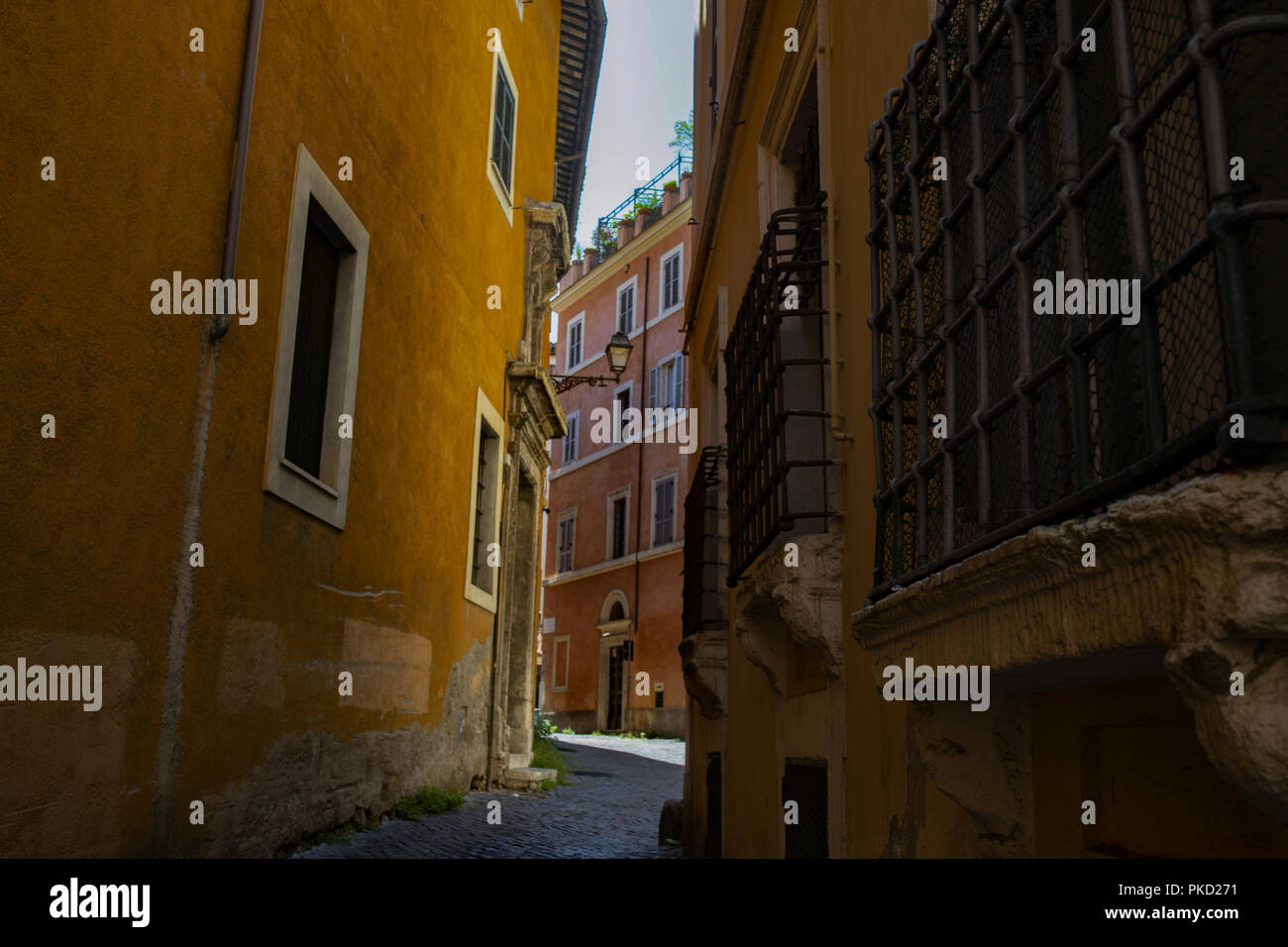 old buildings in an alley of the Rome historic centre Stock Photo - Alamy