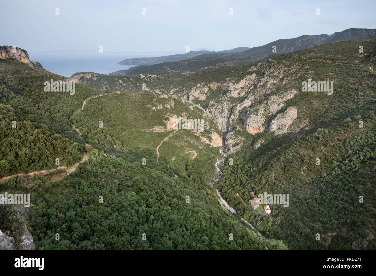 Sotiris monastery located in the depths of the Vyros gorge in the ...