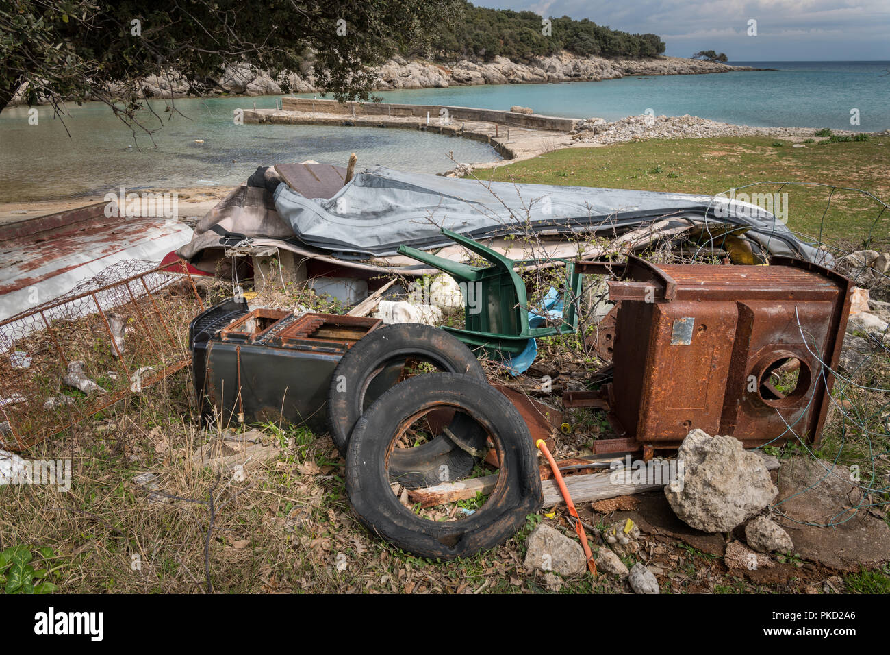 Old rubbish near the beach of Verin, Island Cres, Croatia Stock Photo ...