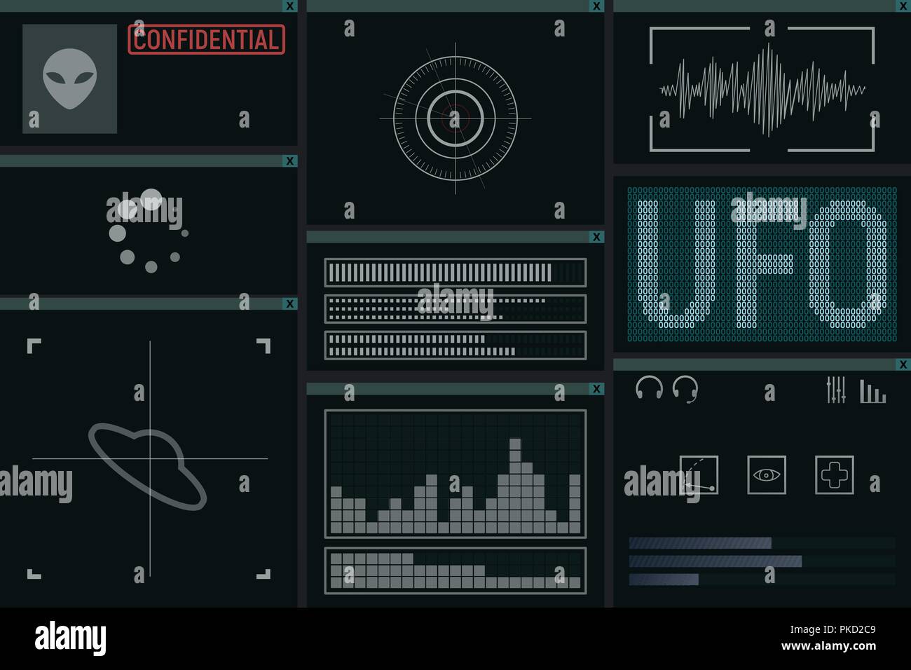 Futuristic UFO screen. User interface. Vector illustration Alien Stock ...