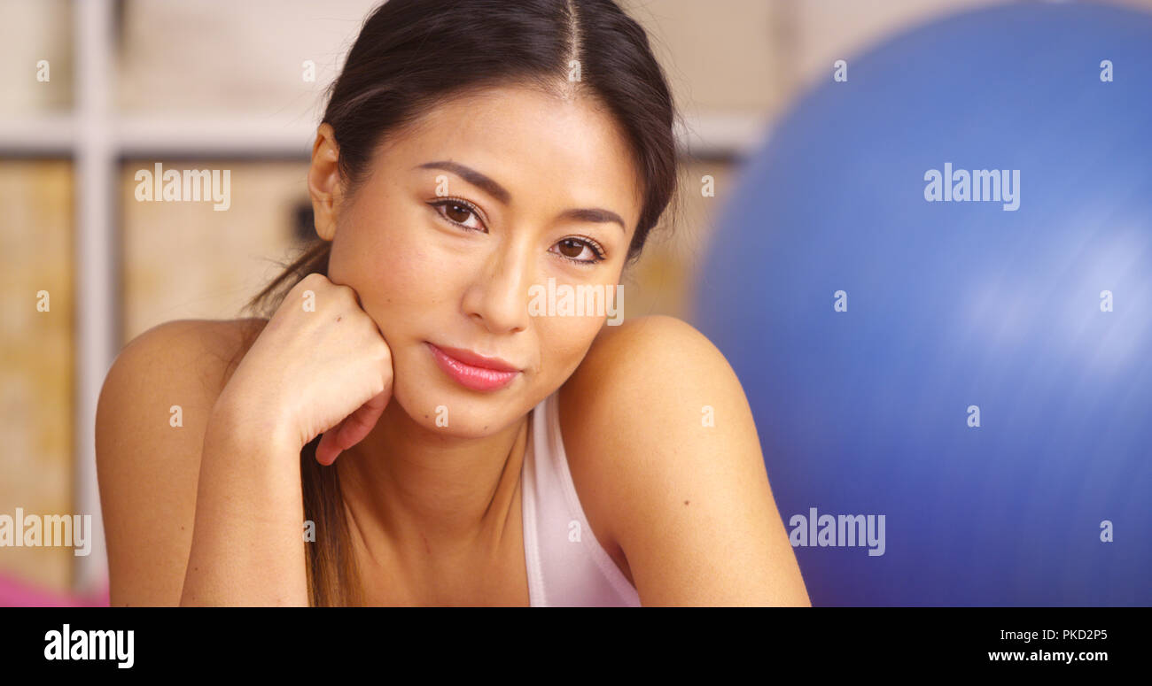 Woman workout on matt hi-res stock photography and images - Alamy