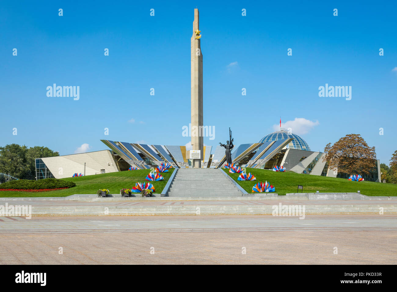 MINSK, BELARUS - SEPTEMBER 11, 2018: Monument Near Building Belorussian ...