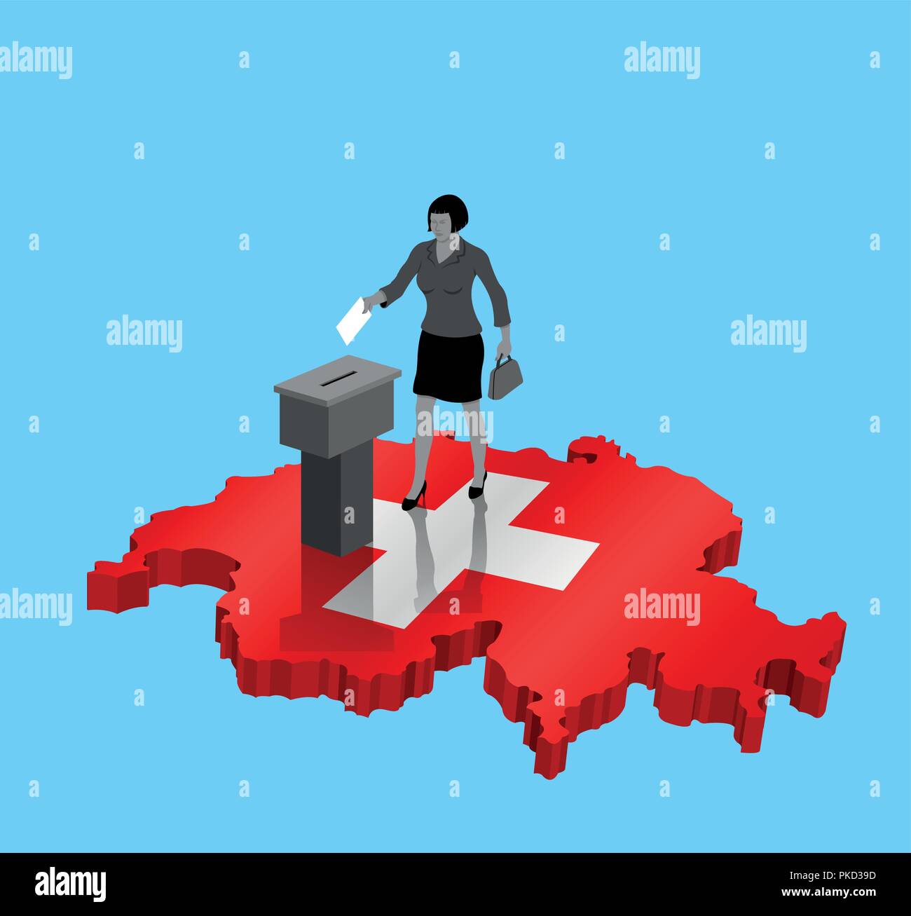 Swiss citizen voting for Switzerland election over an 3D Map. All the ...