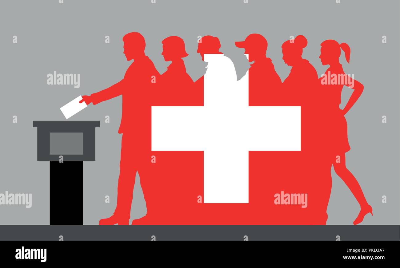 Swiss voters crowd silhouette like Switzerland flag by voting for ...