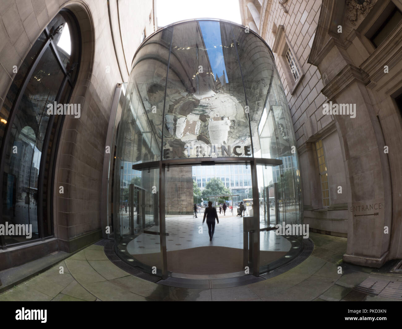 The entrance to central Library in Manchester Stock Photo - Alamy