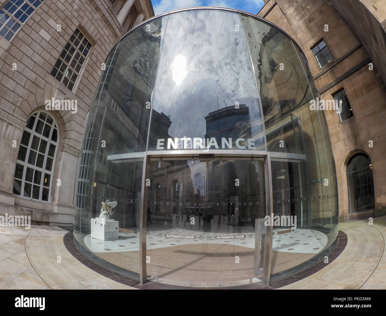 The entrance to central Library in Manchester Stock Photo - Alamy