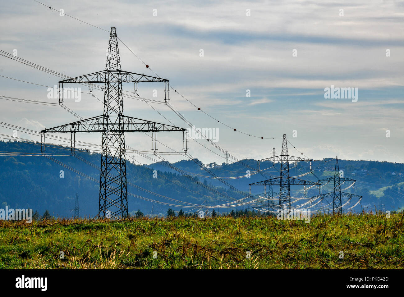 high voltage power line Stock Photo - Alamy