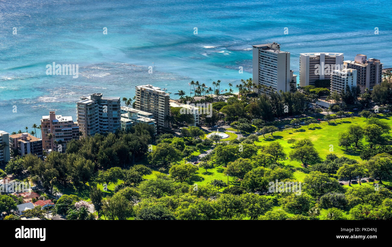 Aerial view beautiful oahu coastline hi-res stock photography and ...