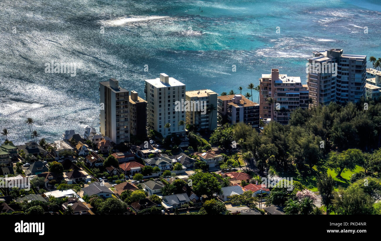 Aerial view beautiful oahu coastline hi-res stock photography and ...
