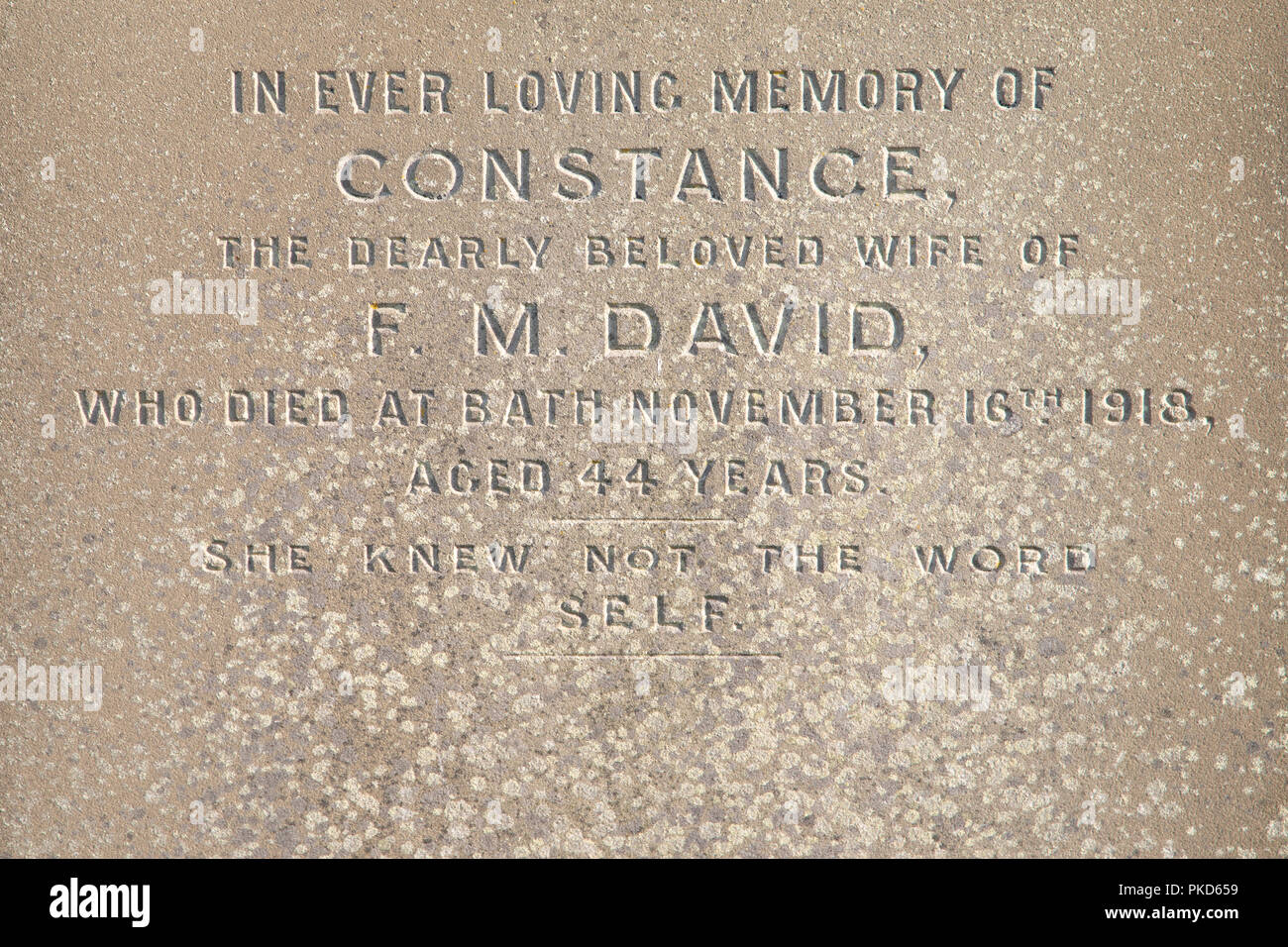 The Grave of Constance David 1918 at Locksbrook Cemetery, Bath Stock ...