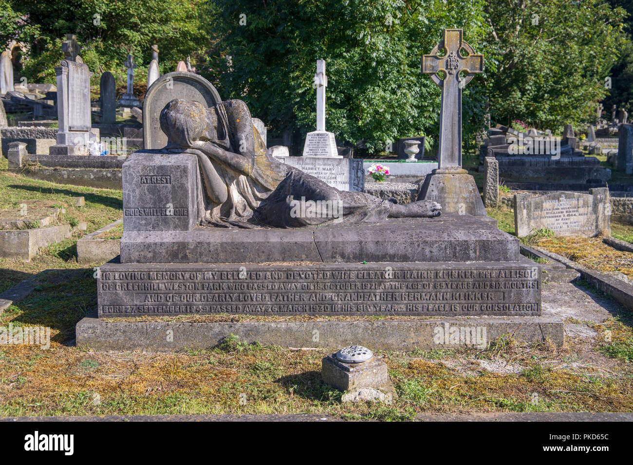 The Grave of Eleanor Nairn Klinker 1921 at Locksbrook Cemetery, Bath ...