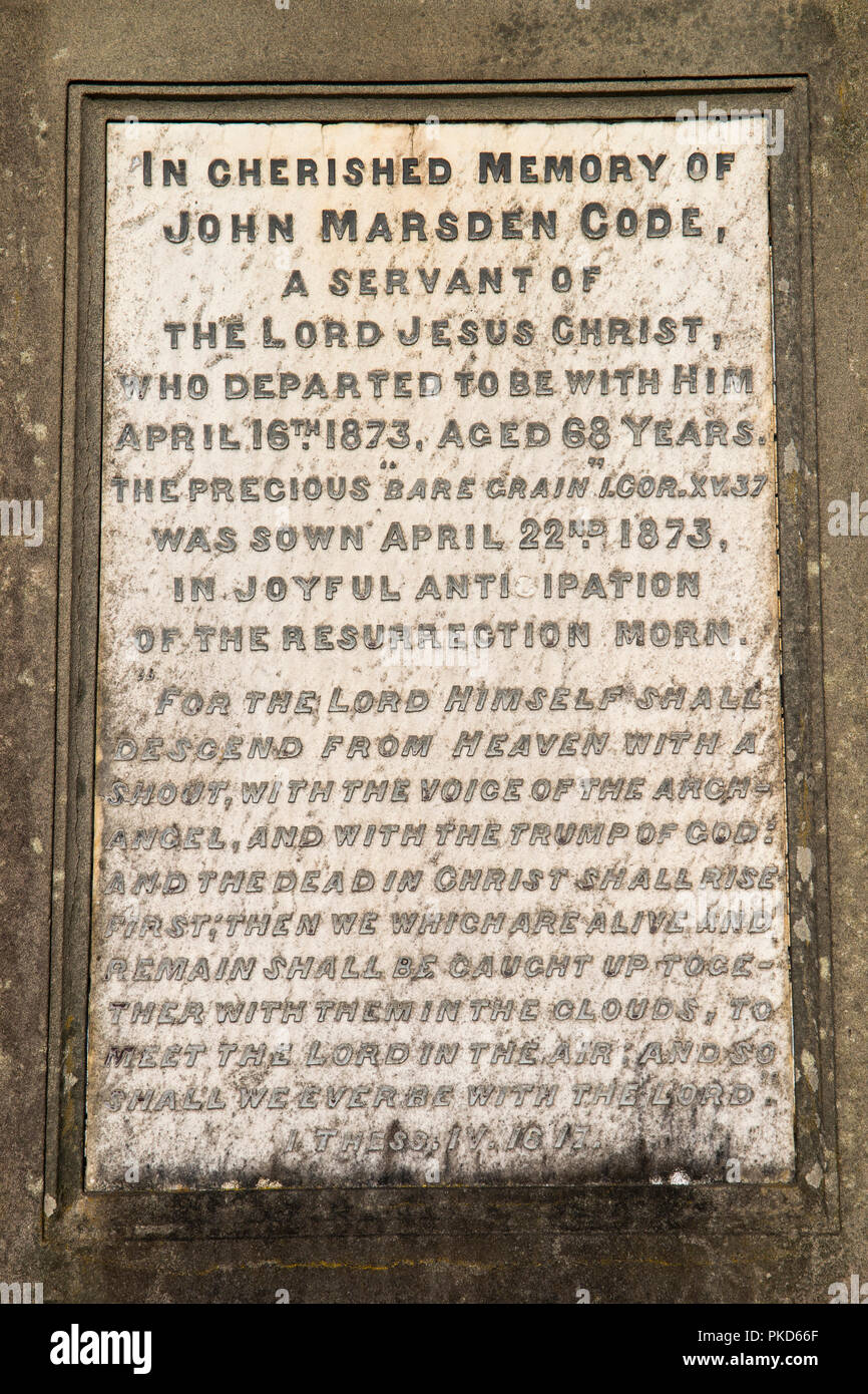 The Grave of John Marsden Code 1873 at Locksbrook Cemetery, Bath Stock ...