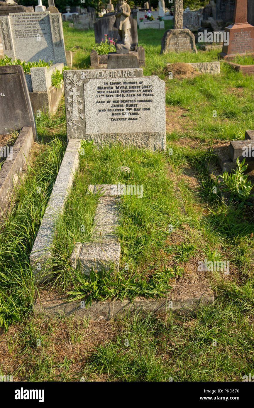 The Grave of Martha Myra Hurst 1949 at Locksbrook Cemetery, Bath Stock ...