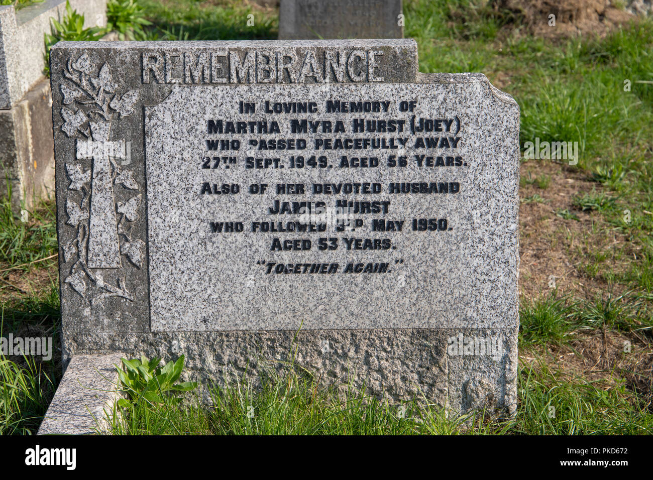 The Grave of Martha Myra Hurst 1949 at Locksbrook Cemetery, Bath Stock ...