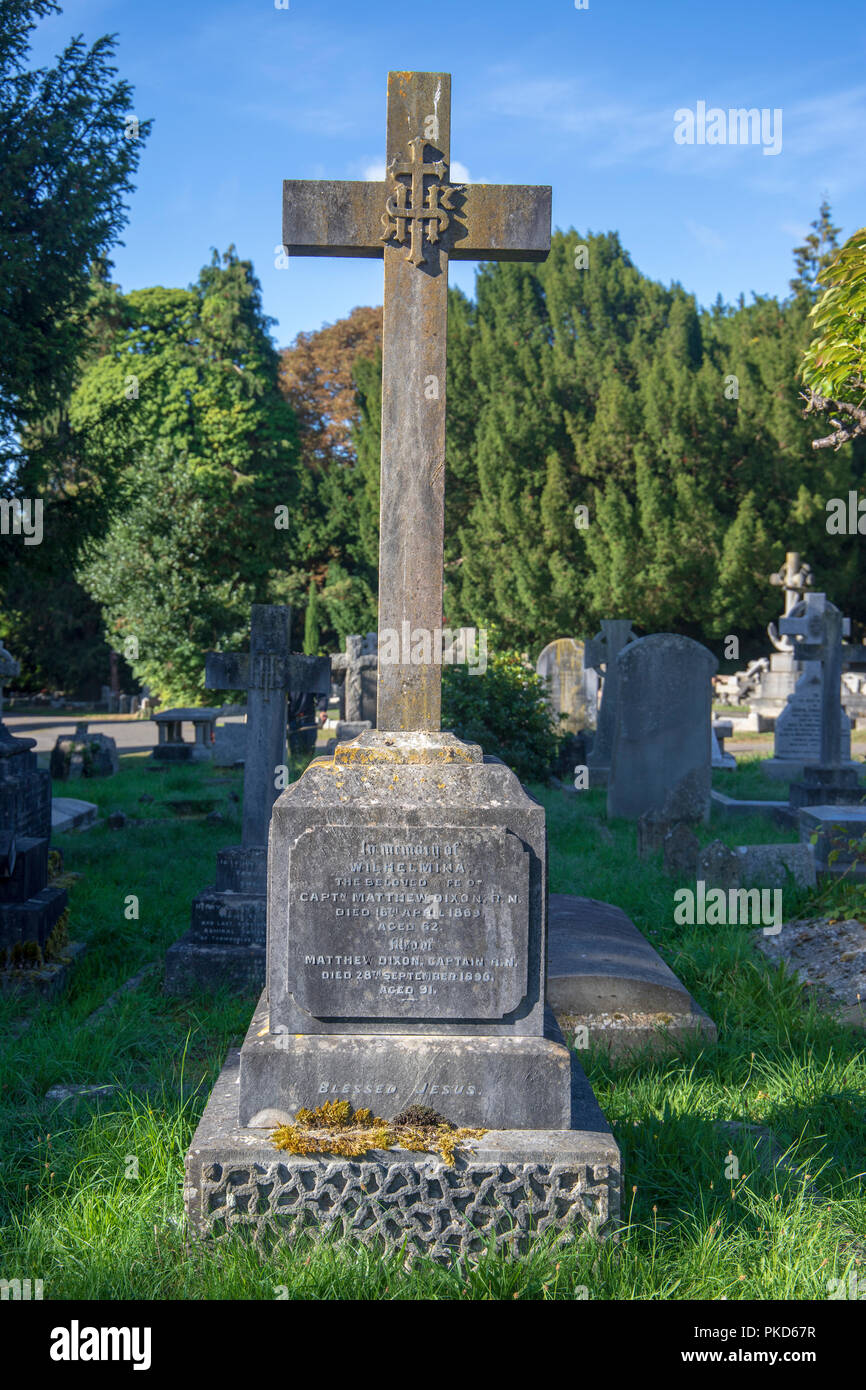 The Grave of Wilhelmina Dixon 1869 at Locksbrook Cemetery, Bath Stock ...