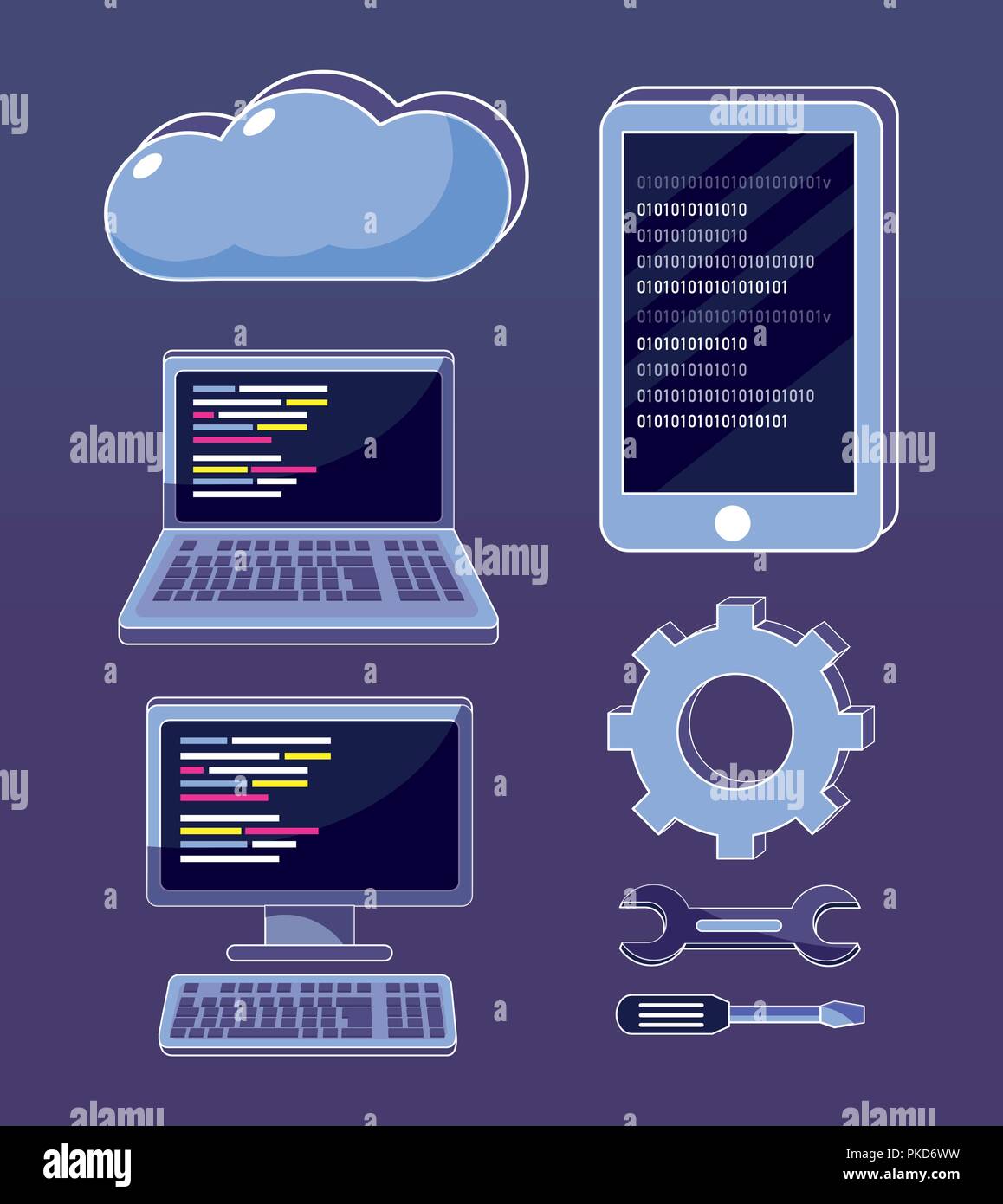 Set Of Program Codes Icons Stock Vector Image & Art - Alamy
