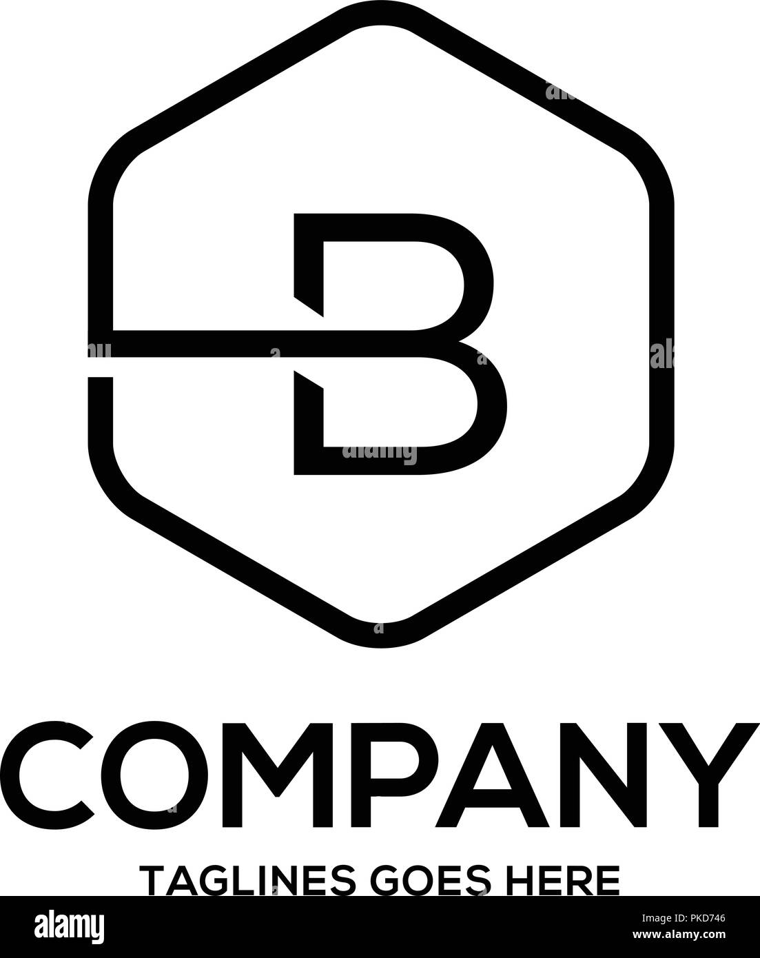 Clean luxury Letter B logo hexagon linear sign vintage design. letter B ...