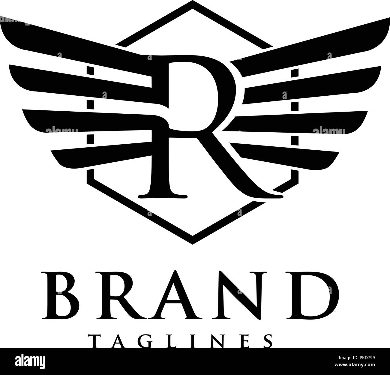letters R with wings and hexagon logo vector, Creative Letter R with ...
