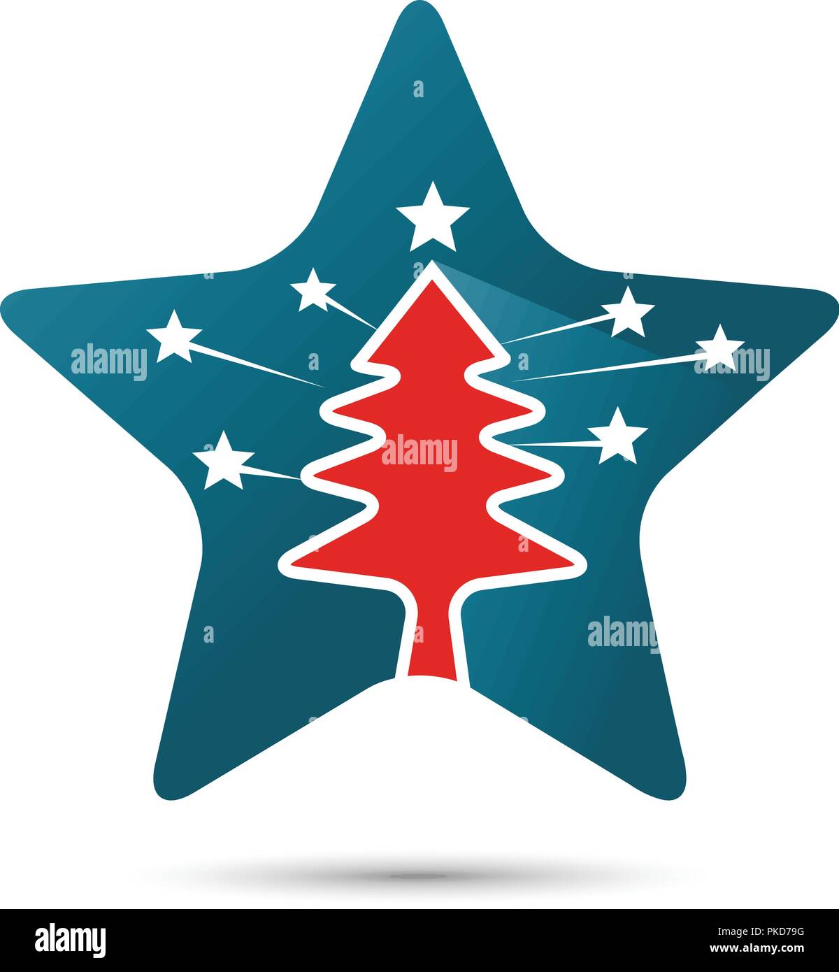 creative star logo with pine tree inside vector, pine tree line vector ...