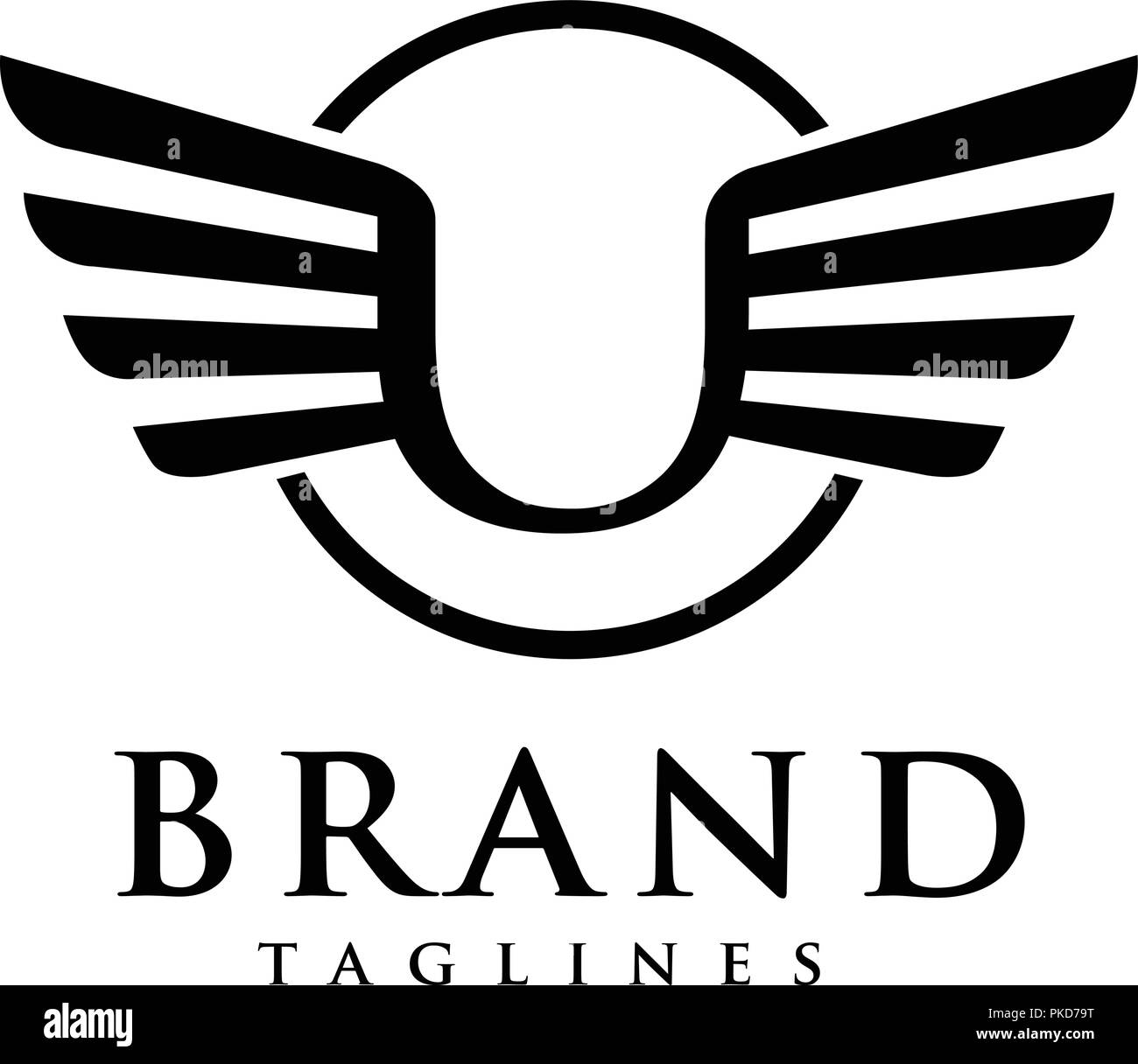 letters U with wings and circle logo vector, Creative Letter U with ...
